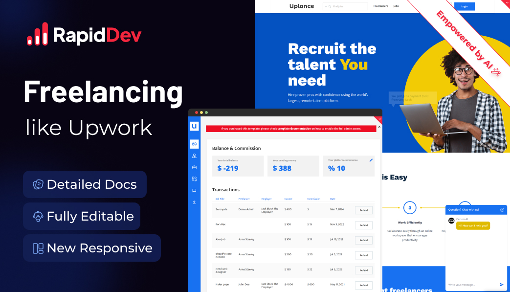 Upwork - like Freelance Market Template | Bubble